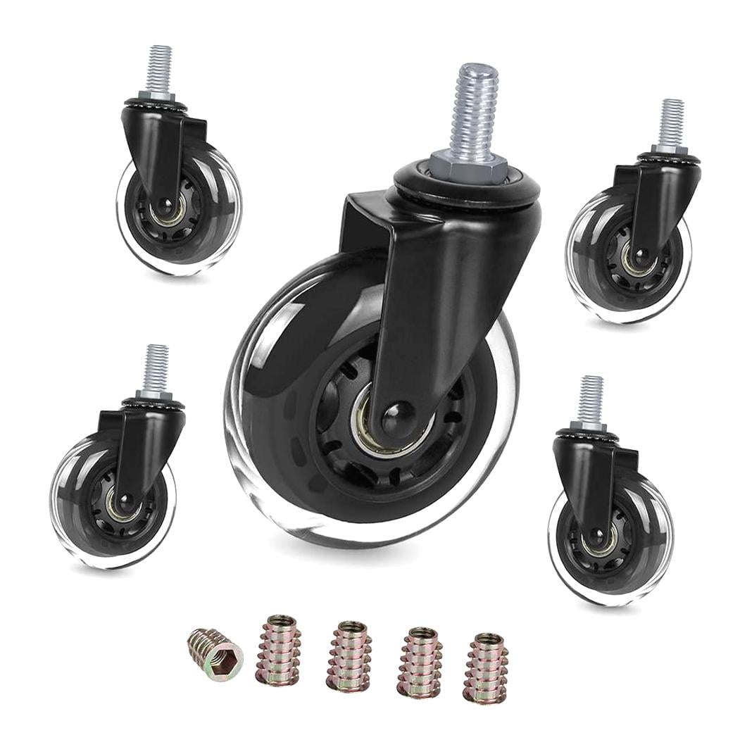 Hyjoy 3" Office Chair Caster Wheels, Set of 5, 3/8"-16x1 (Non-Metric ...