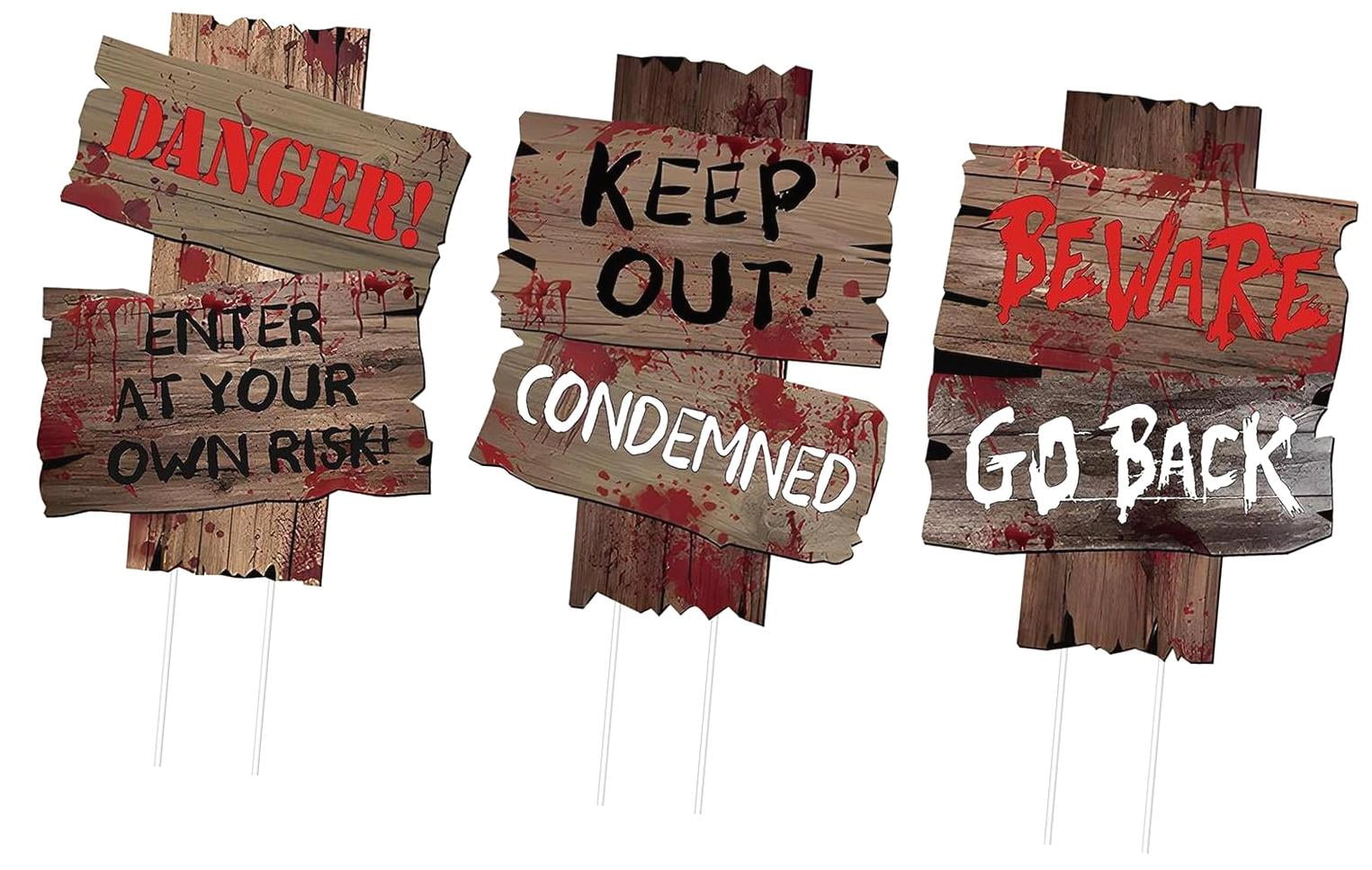 Hyjoy 3 PCS Zombie Themed Warning Yard Signs, Spooky Lawn Decor for and ...