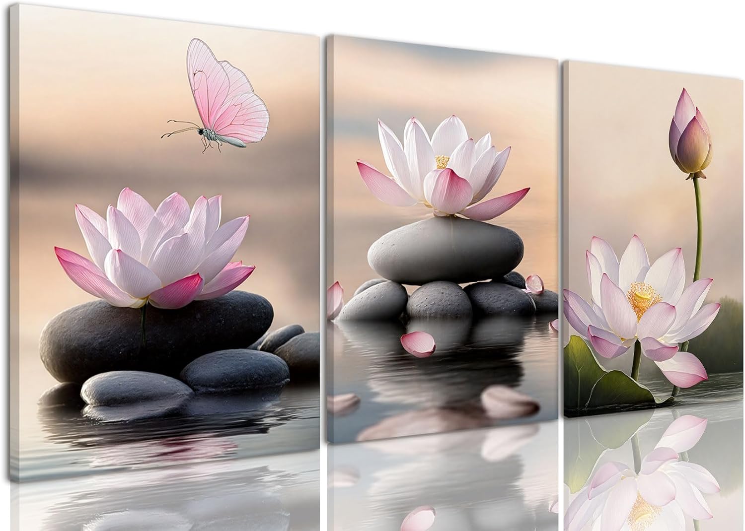 Hyjoy 3-Piece Zen Canvas Wall Inhale Exhale Spa Wall Decor for Bathroom ...