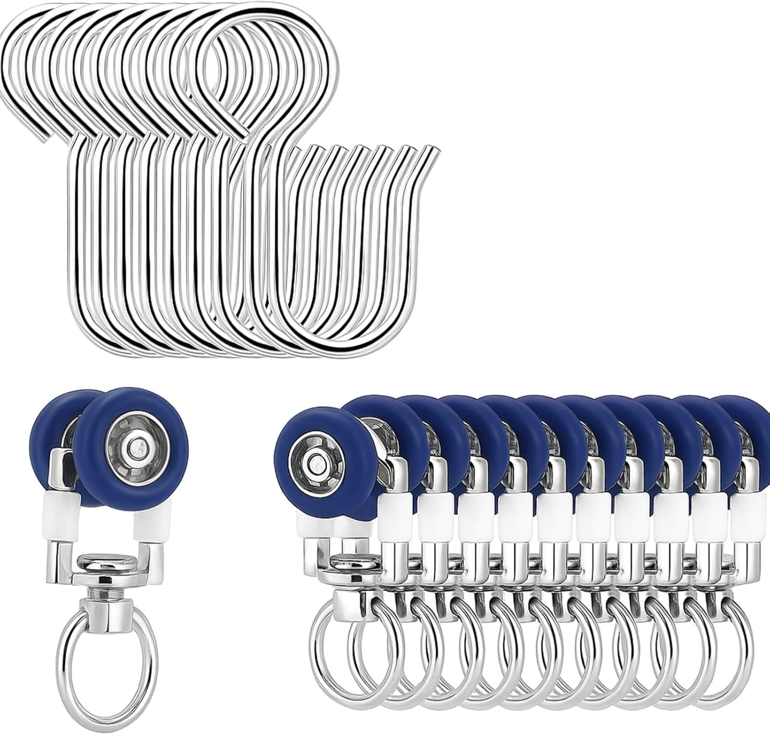 Hyjoy 30 Pack Ceiling Curtain Rollers with Silent Wheel Curtain Rail ...
