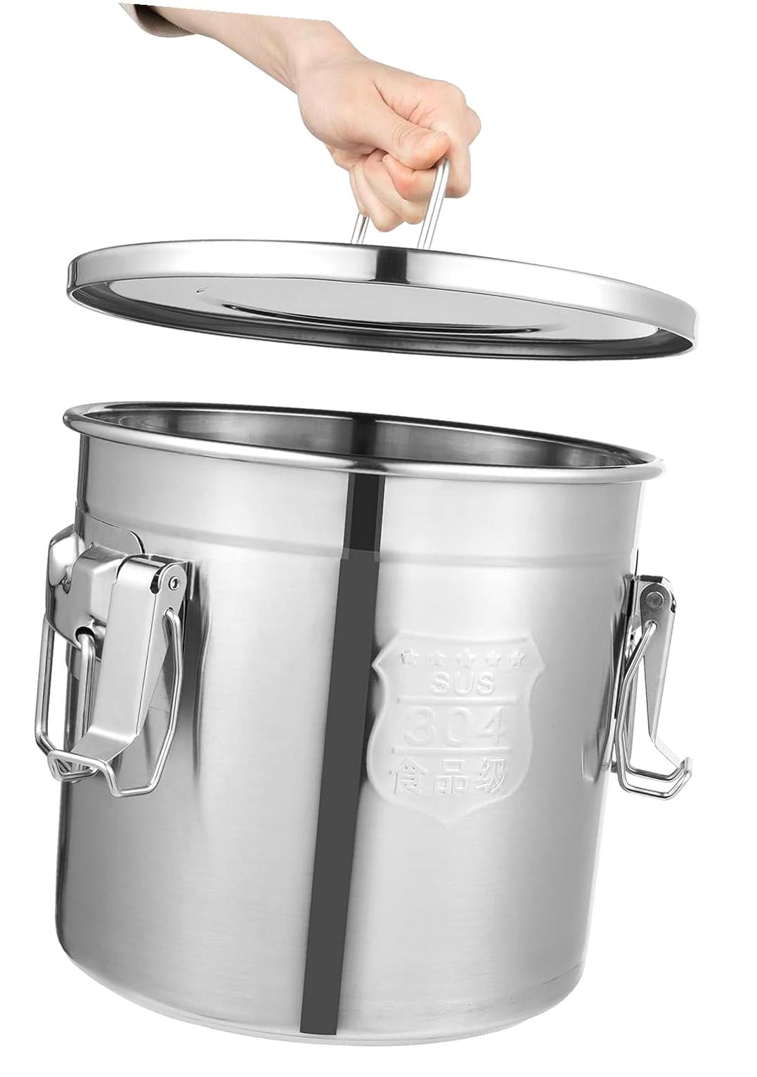 Hyjoy 304 Steel Airtight Canister with Sealable Lid and Handles, Large ...