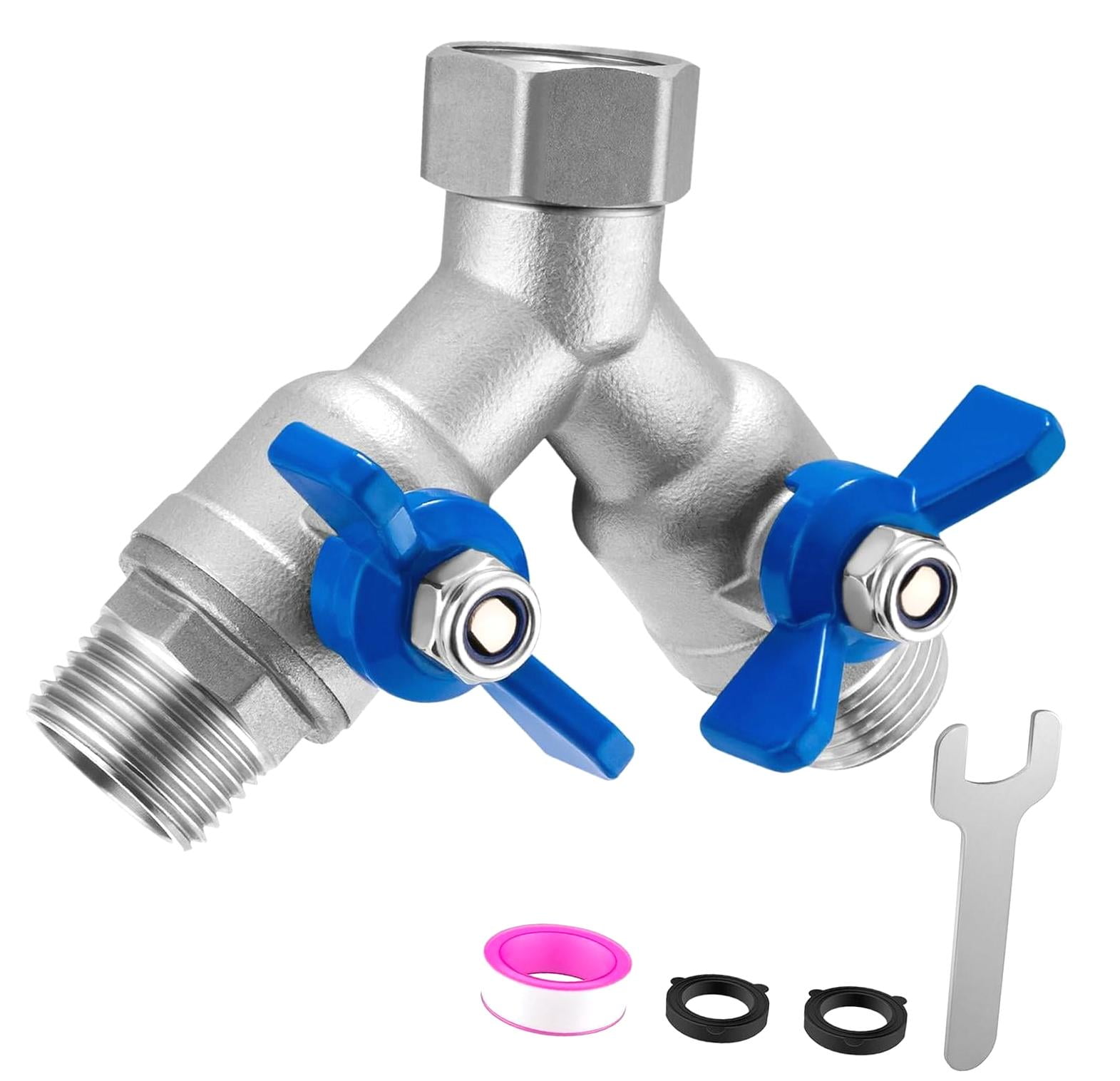 Hyjoy 304 Steel Splitter 2 Way, Water Hose Splitter, 3/4" GHT Hose Y ...