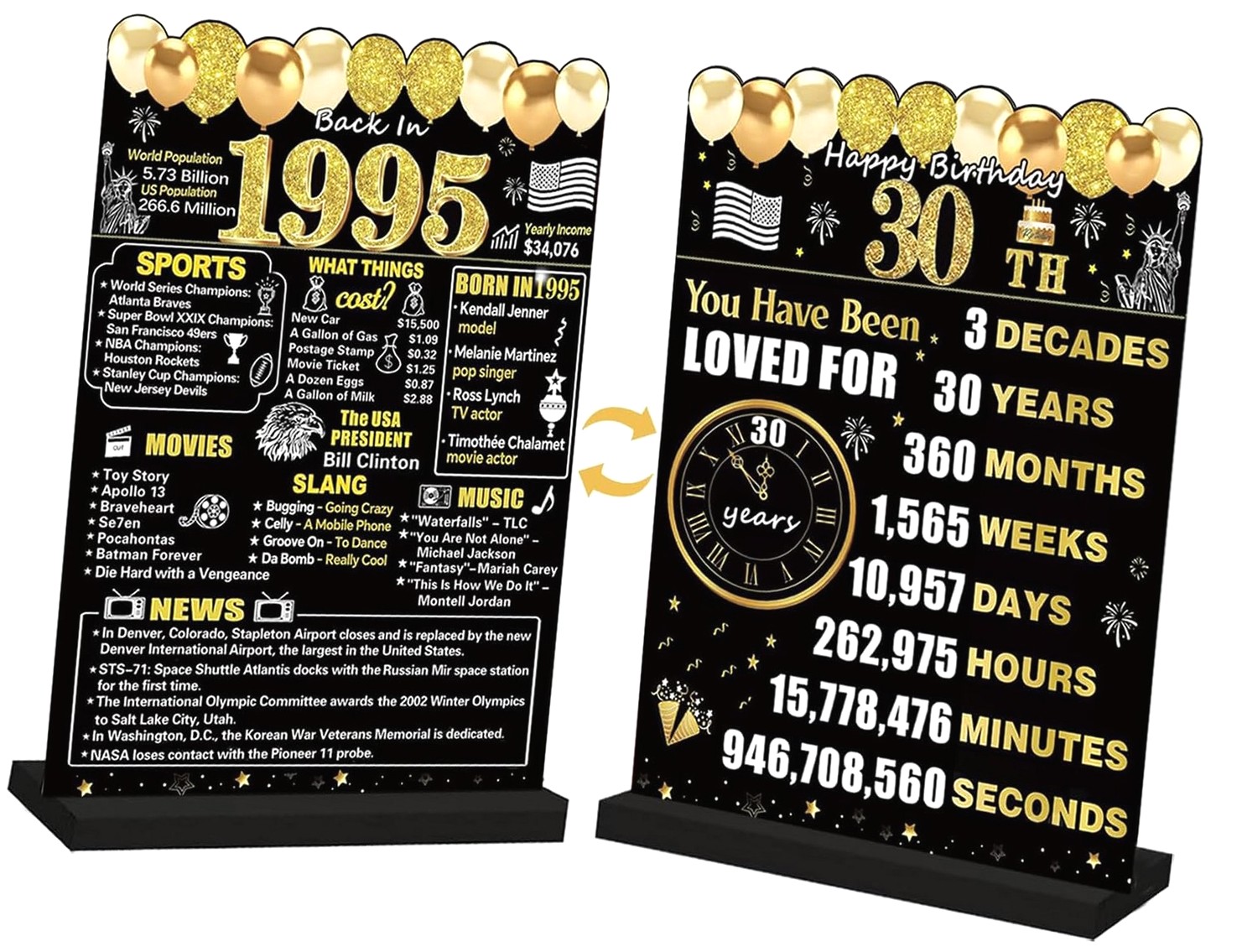 Hyjoy 30th Birthday Decorations for , Large Size 7.8''x11'' Back in ...