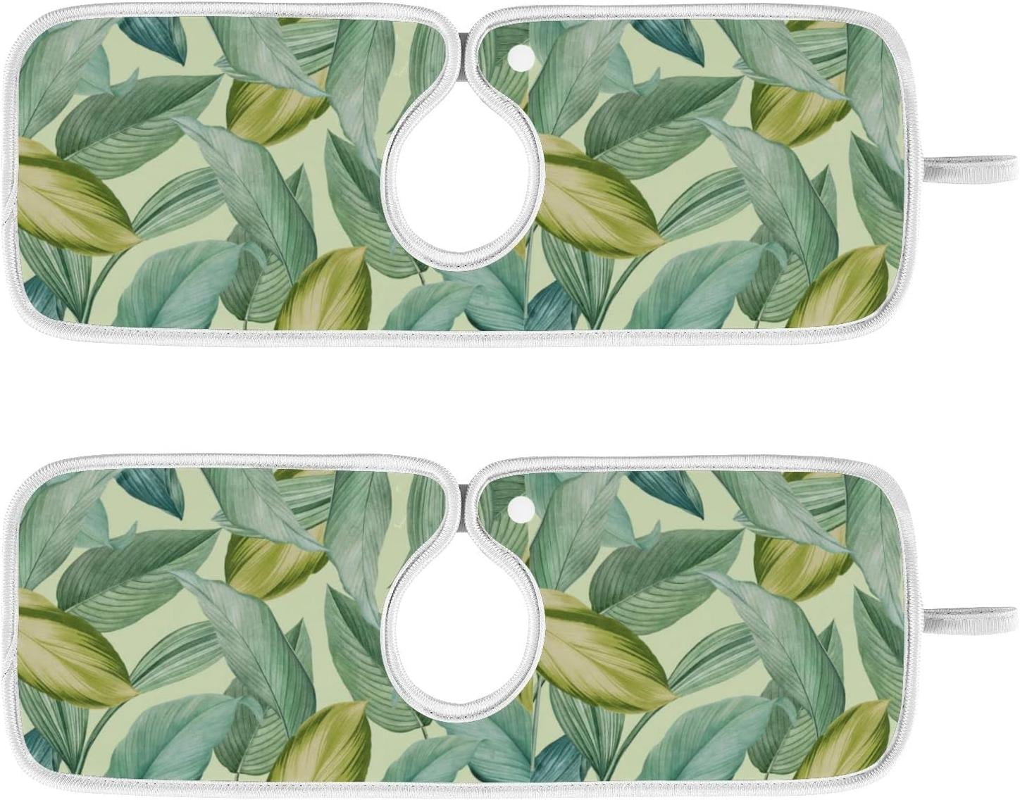 Hyjoy 30x5in Green Tropical Leaves Plants 2PCS Kitchen Faucet Sink ...