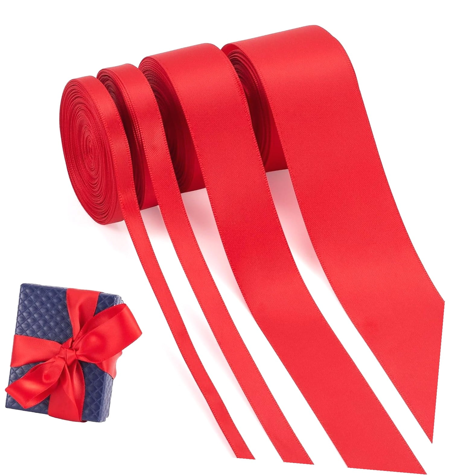 Hyjoy 36.58m Double-Sided Polyester Ribbons 6-38mm Red Ribbons for ...