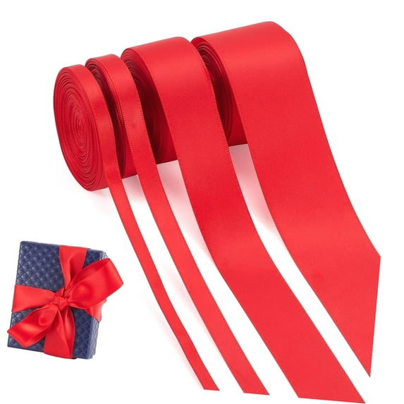 Hyjoy 36.58m Double-Sided Polyester Ribbons 6-38mm Red Ribbons for ...