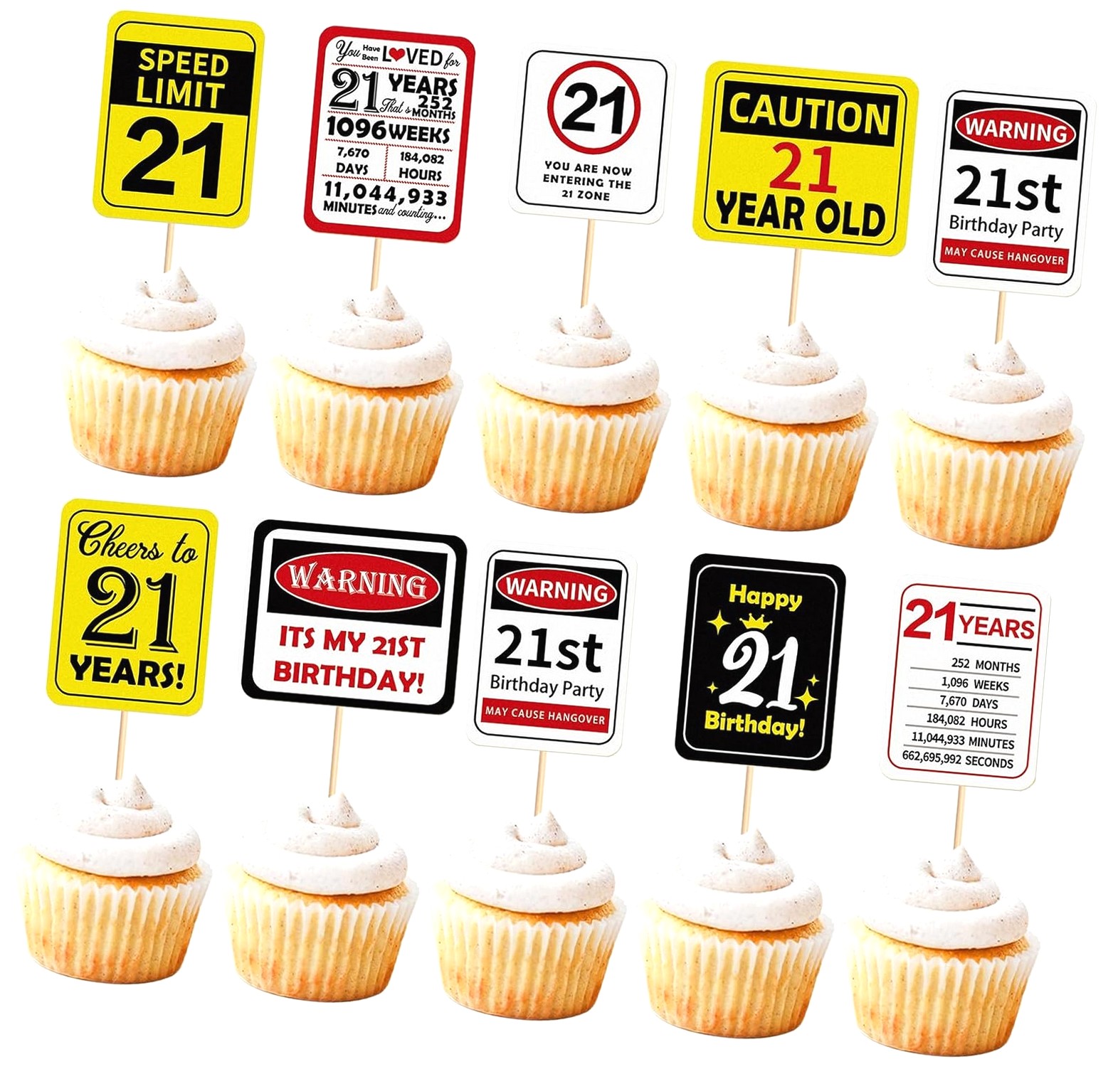 Hyjoy 36PCS 21st Birthday Cupcake Toppers Cheers to Twenty one Years ...
