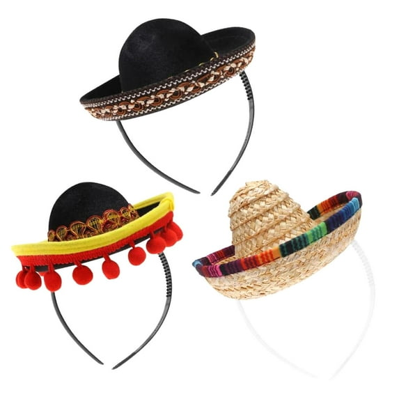 Hyjoy 3pcs Mini Mexican Straw Hats Folk Style Sombreros for Festivals ...