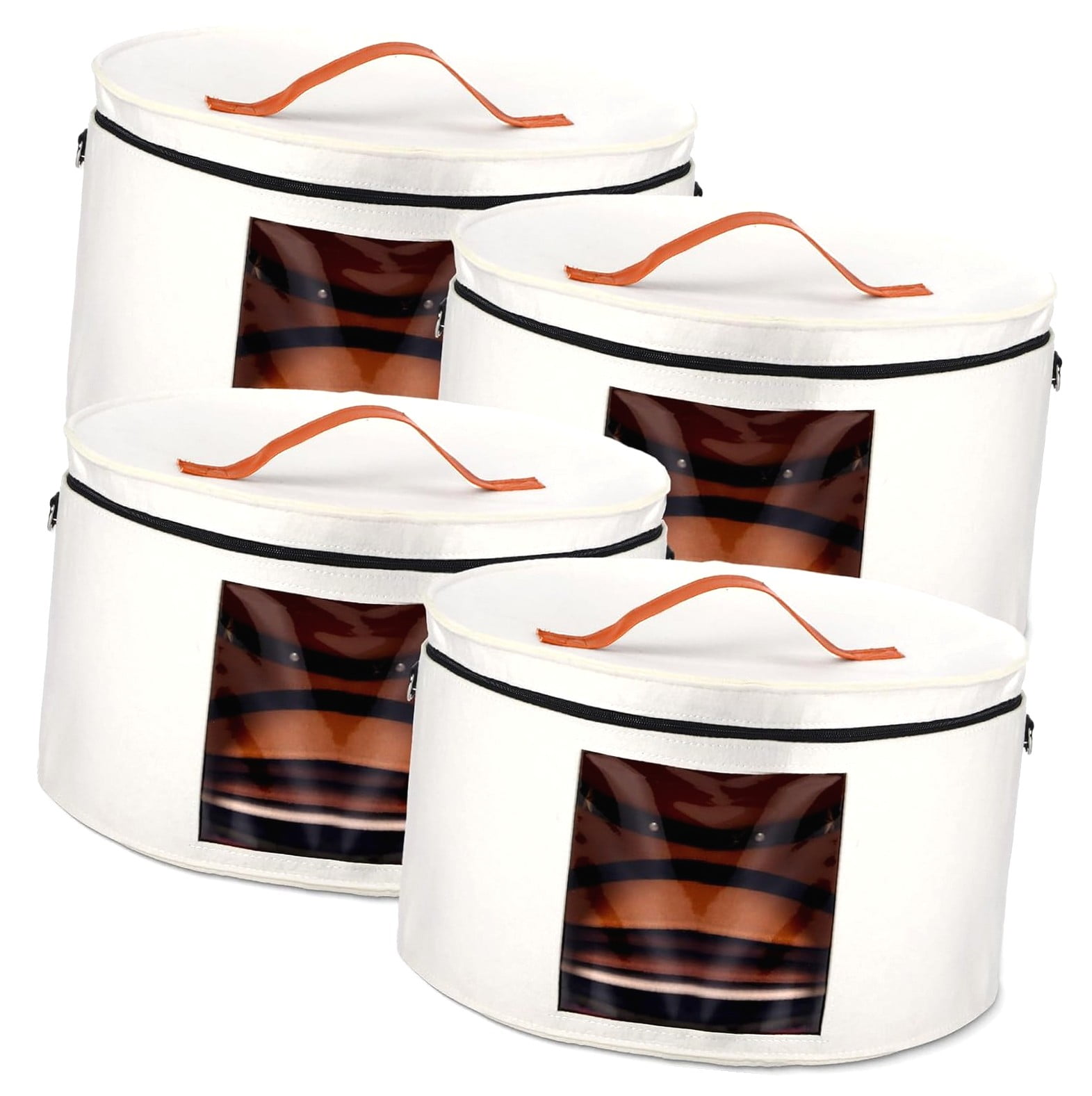Hyjoy 4 Pack Large Round Collapsible Hat Box for Storage Holds 6-10 ...