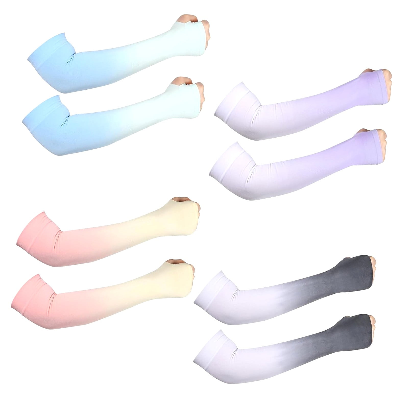 Hyjoy 4 Pairs Arm Covers Arm Sleeves with Thumb Hole UV Sports ...