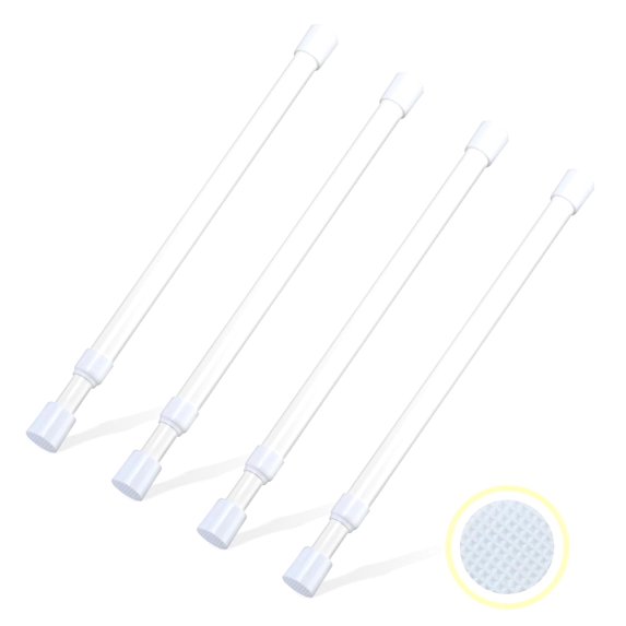 Hyjoy 4 Pcs Small Tension Rod 12-20 inch Rod, White Tension Rod Set ...
