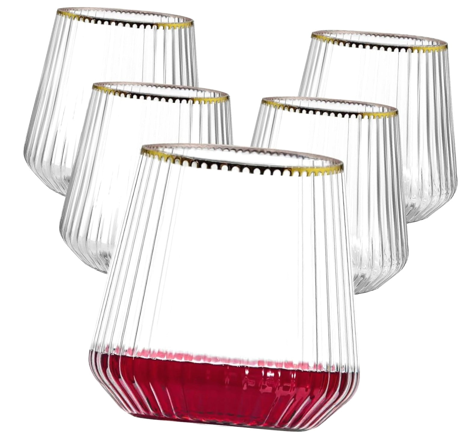 Hyjoy 40 Pack Plastic Ribbed Glasses, 14Oz Glasses Unbreakable Clear ...