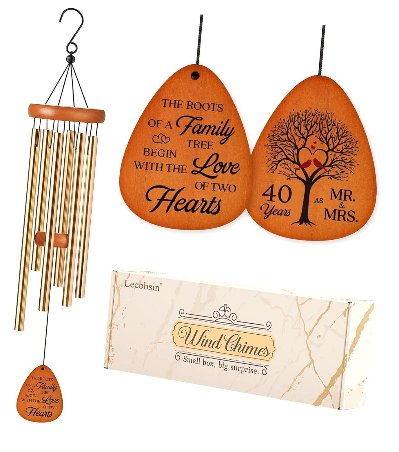 Hyjoy 40th Wedding Anniversary Wind Chime, Happy 40th Anniversary ...