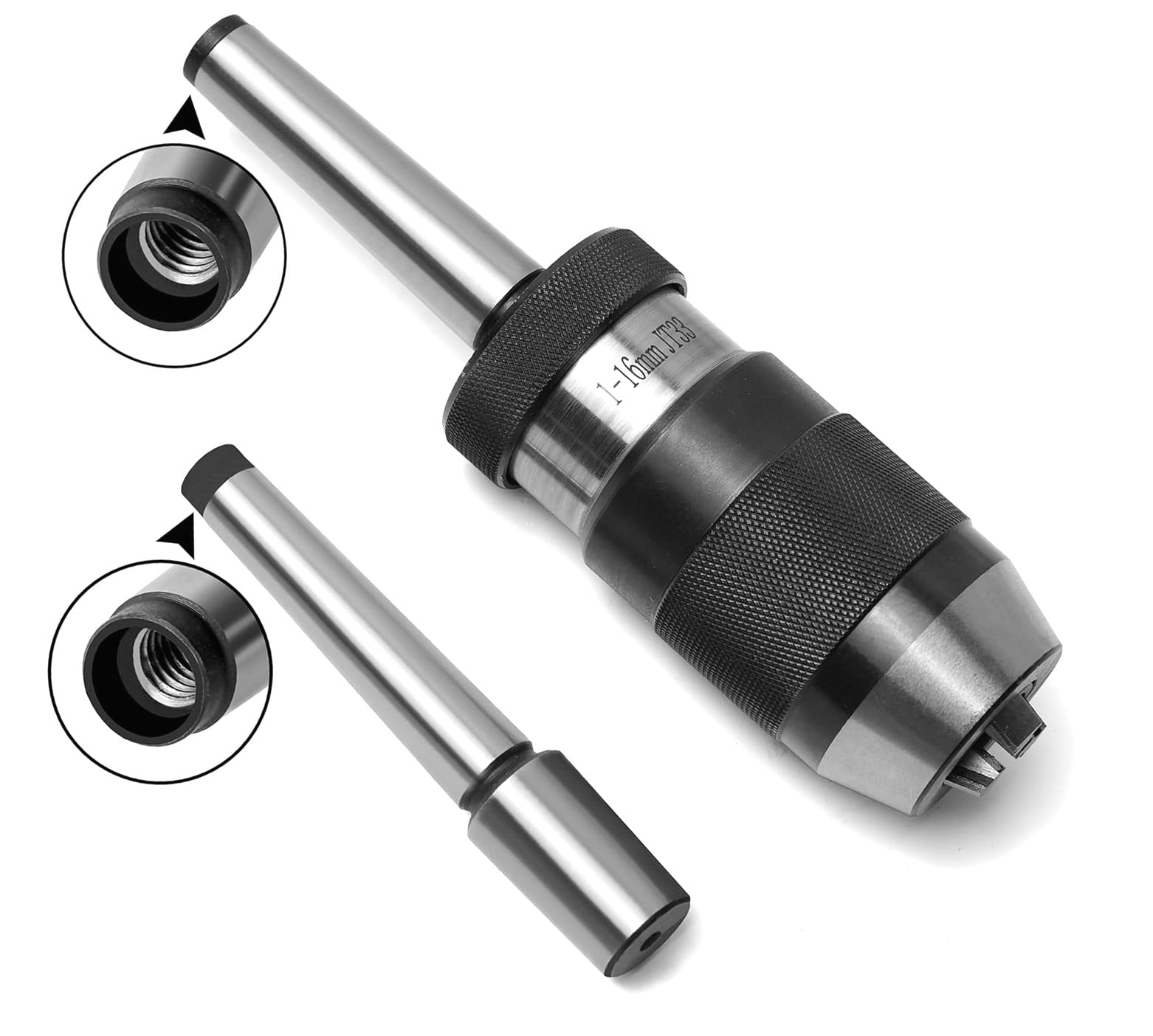 Hyjoy 5/8-Inch Keyless Drill Chuck with one JT33-MT2 Taper Arbor Inner ...