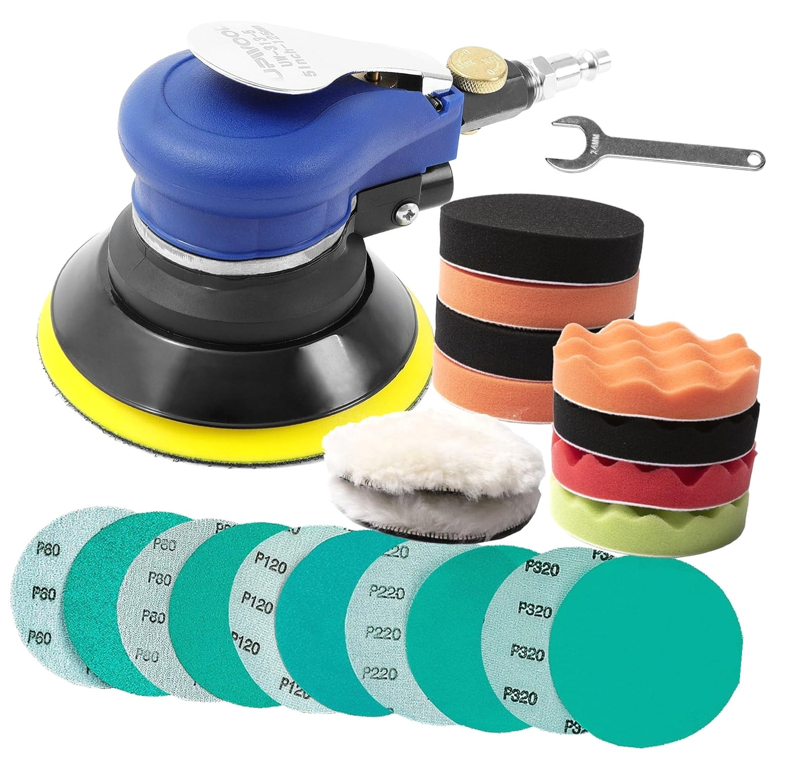 Hyjoy 5 Inch Air Random Orbital Sander for Auto Body Tasks, Pneumatic ...