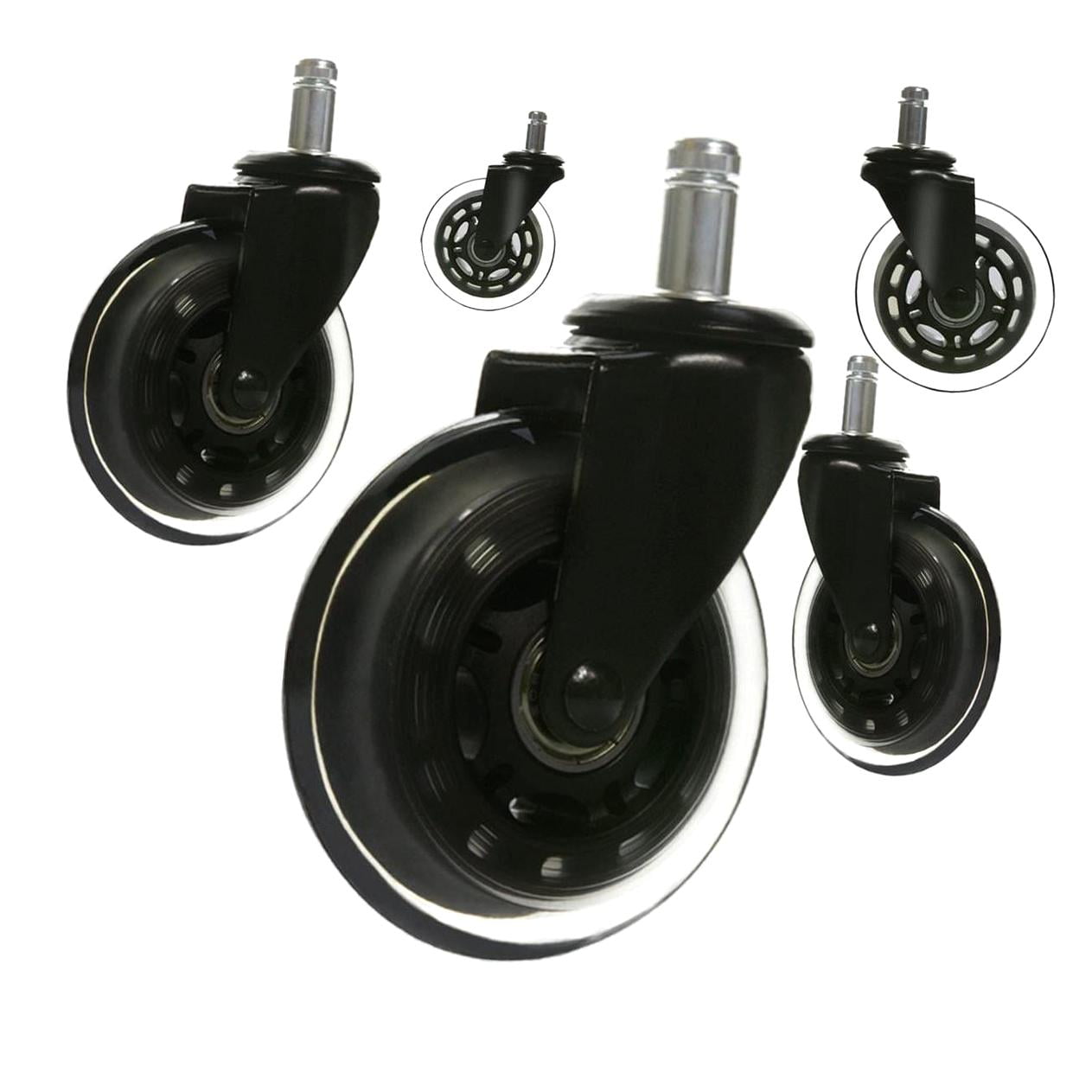 Hyjoy 5-Piece 3'' Replacement Roller-Skate Style Rubber Desk Chair ...