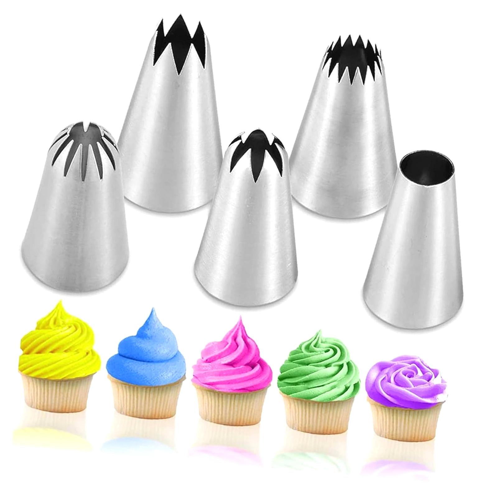 Hyjoy 5 Piece Piping Tips Set, Steel Icing Tips for Frosting, Large ...