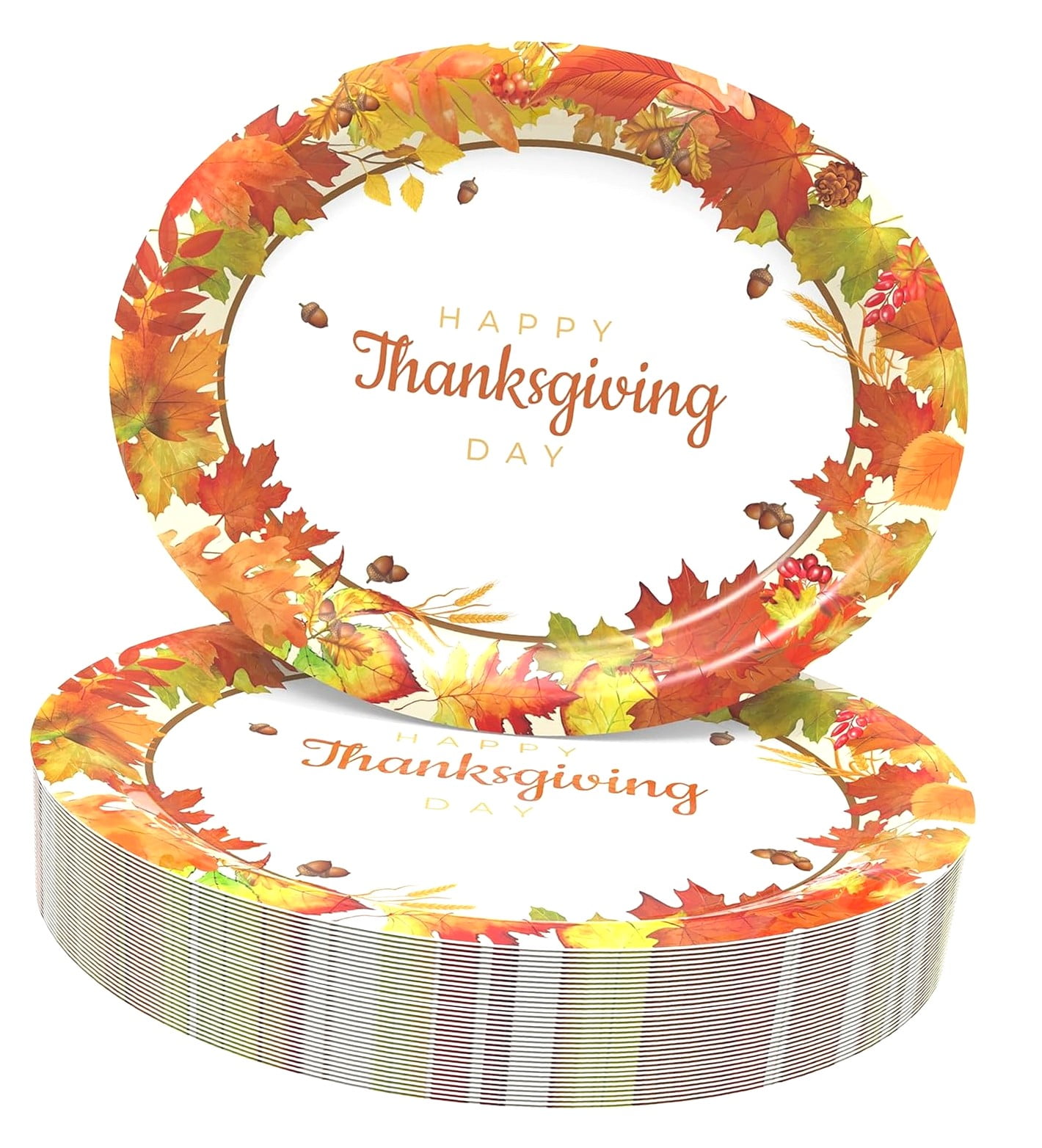 Hyjoy 50-Count Thanksgiving Paper Plates: Large Oval Dinnerware Set for ...