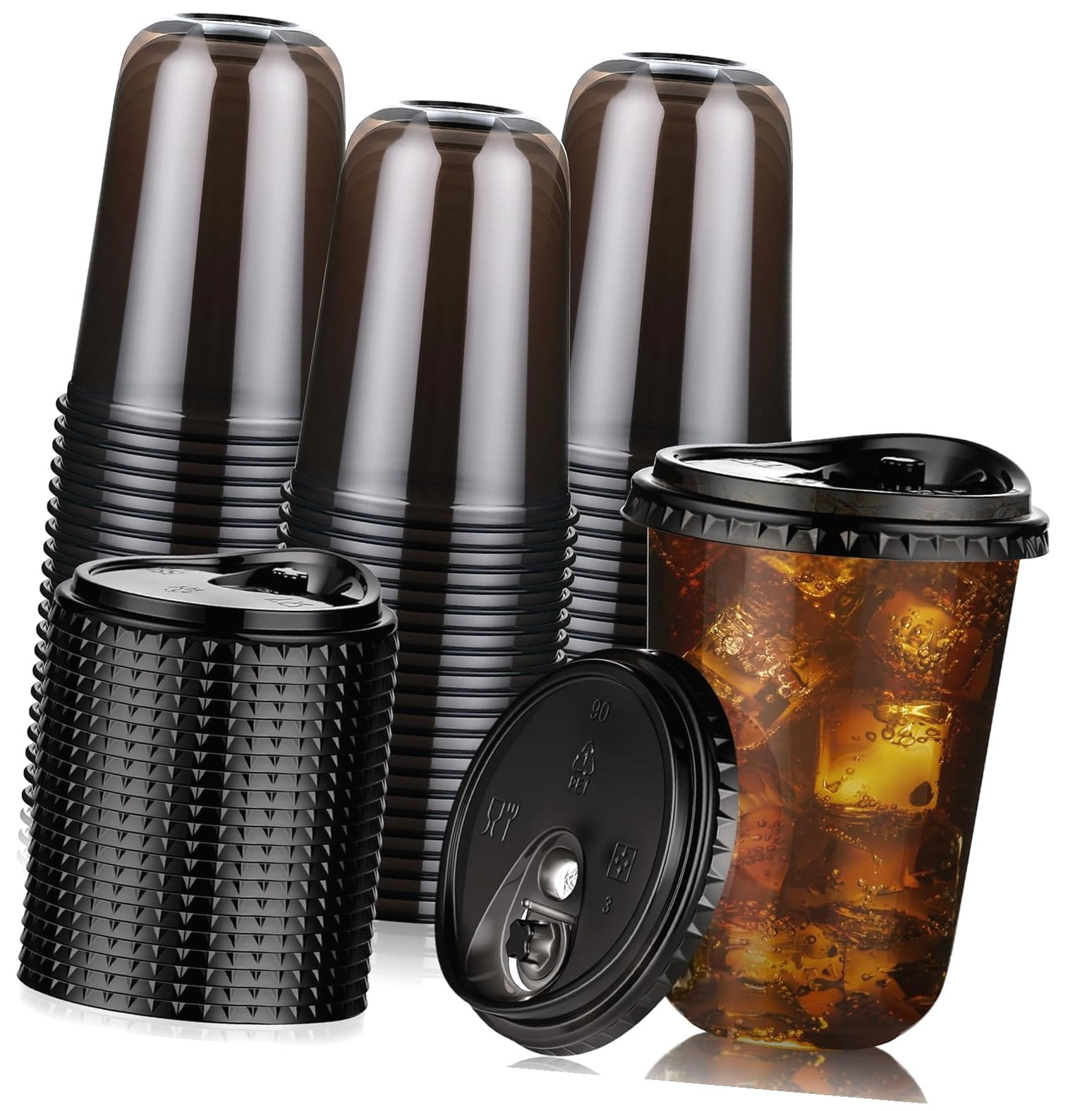 Hyjoy 50 Pack 16oz Plastic Cups with , Round Bottom Stemless Glasses ...