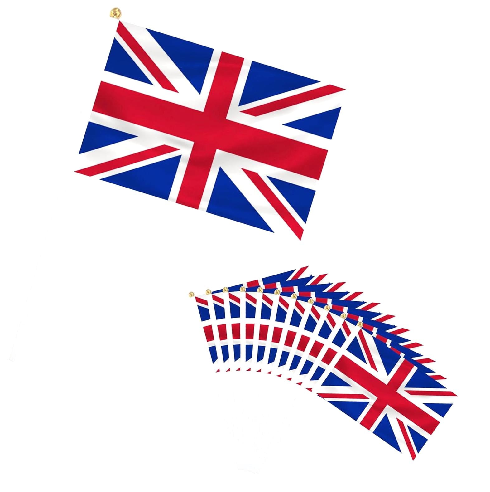 Hyjoy 50 Pack Britain UK Hand Held Mini Flags, Small British Stick ...