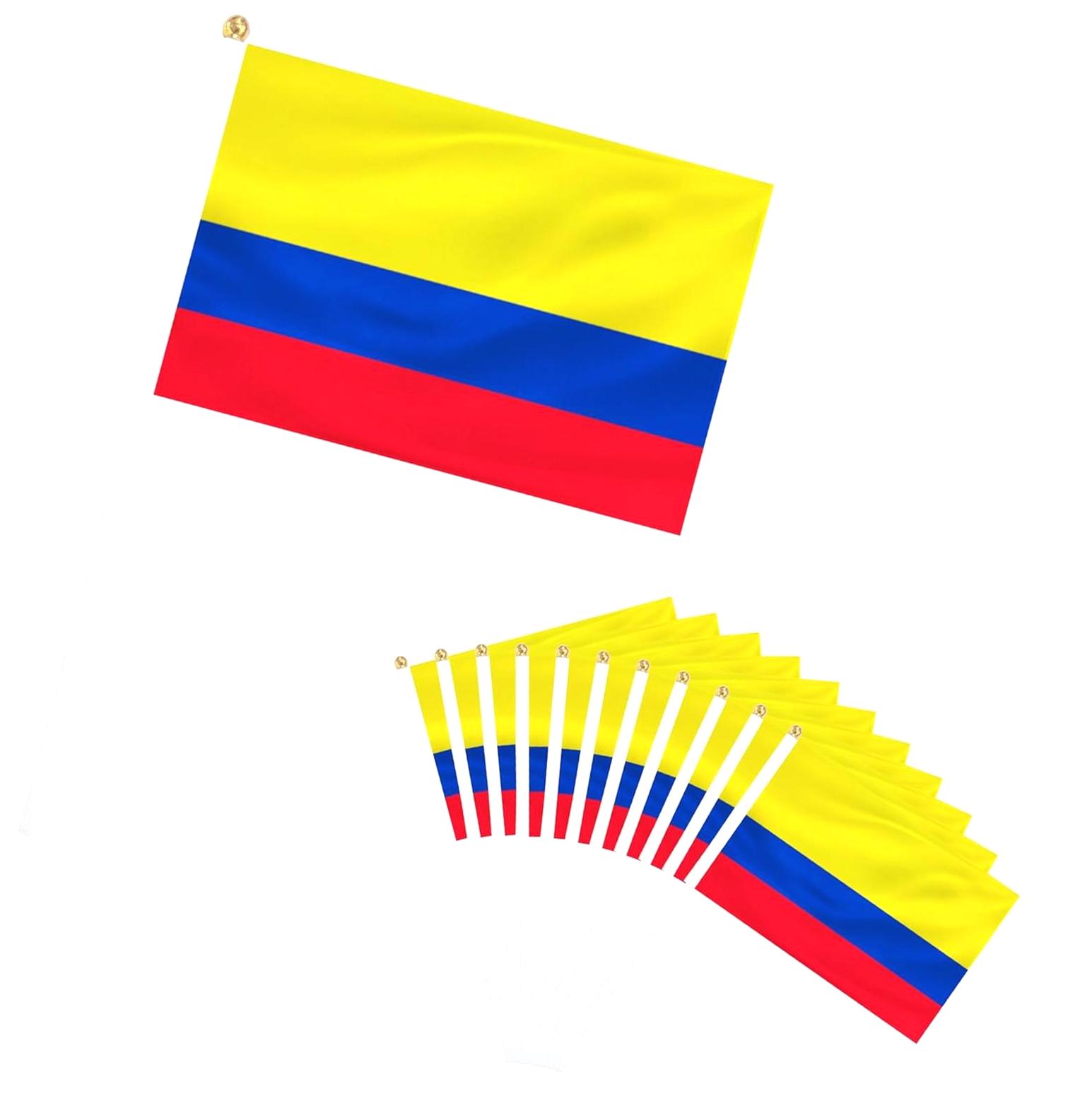 Hyjoy 50 Pack Colombia Hand Held Mini Flags, Compact Colombian Stick ...