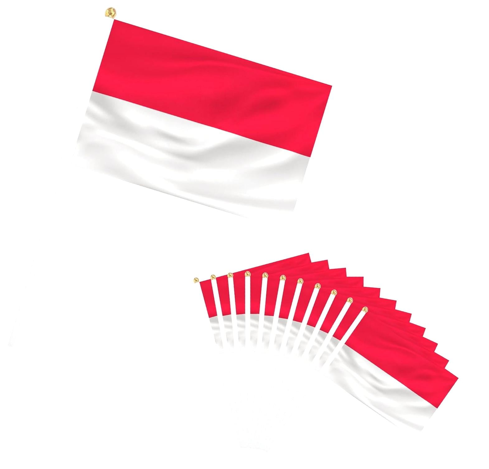 Hyjoy 50 Pack Indonesia Mini Hand Flags, Small Indonesian Stick Flags ...