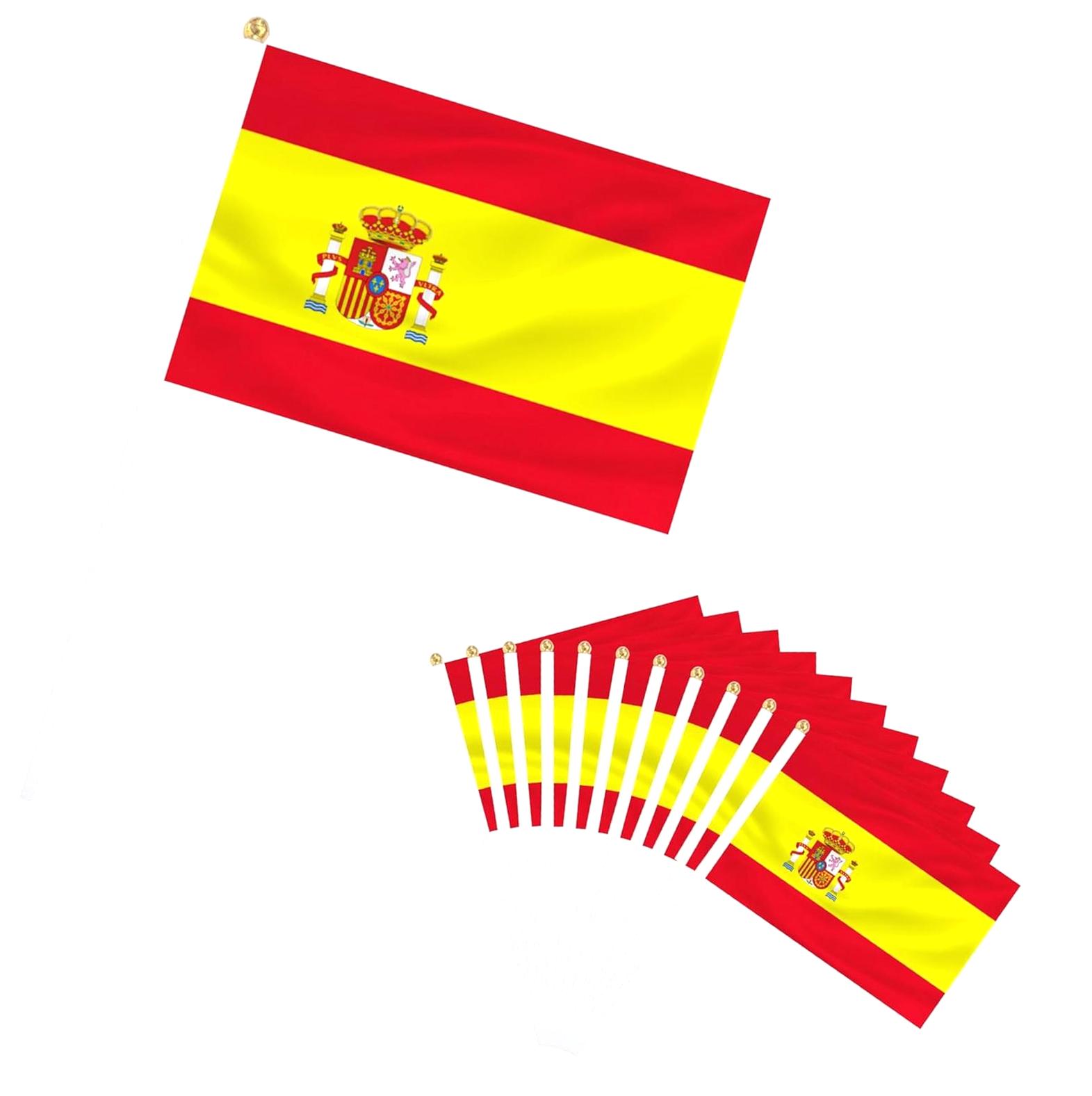 Hyjoy 50 Pack Spain Hand Held Mini Flags, Petite Spanish Stick Flags ...