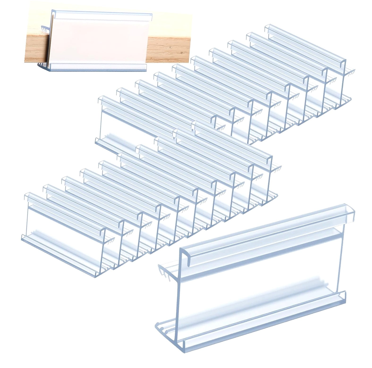 Hyjoy 50 Pieces Wood Label Holder 1. to 2.5 Inch Clear Plastic Display ...