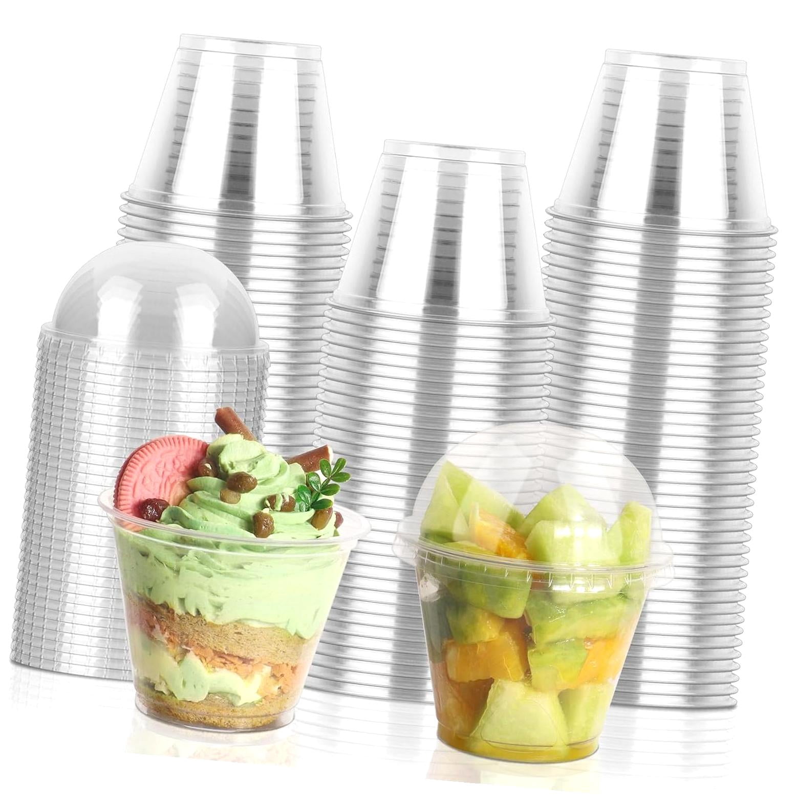 Hyjoy 50 Sets of 9 oz Clear Plastic Cups with Dome , Leak-Proof Parfait ...