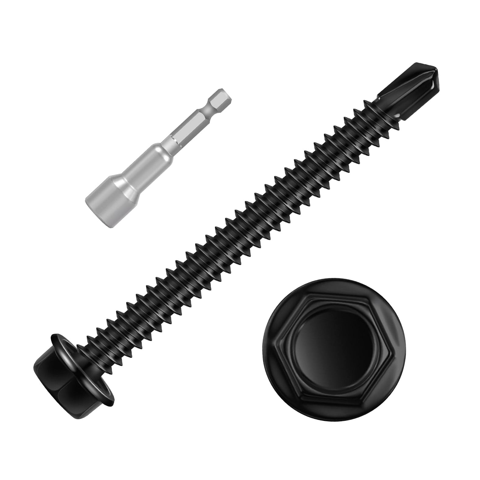 Hyjoy 50 Units #12 2-1/2 Inch Sheet Metal Screws, 50 Pieces Hex Washer ...