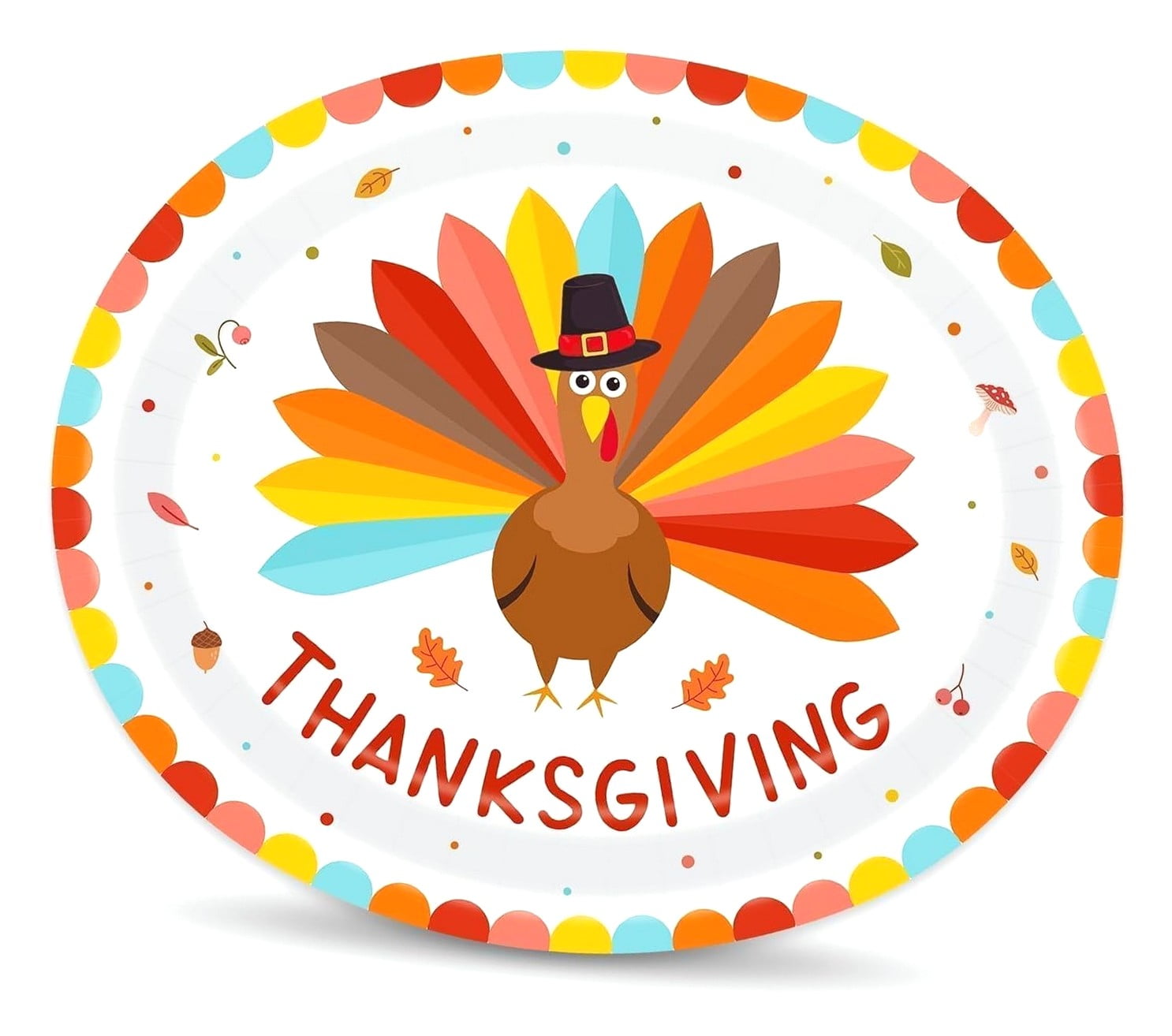 Hyjoy 50PCS Thanksgiving Turkey Oval Paper Plates 10" 12" Fall Give ...