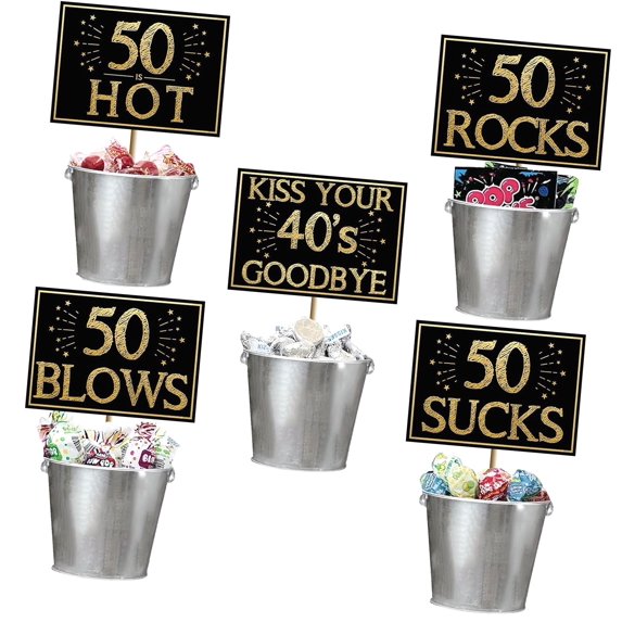 Hyjoy 50th Birthday Table Signs for 50th Birthday Decorations 5Pcs 50th ...