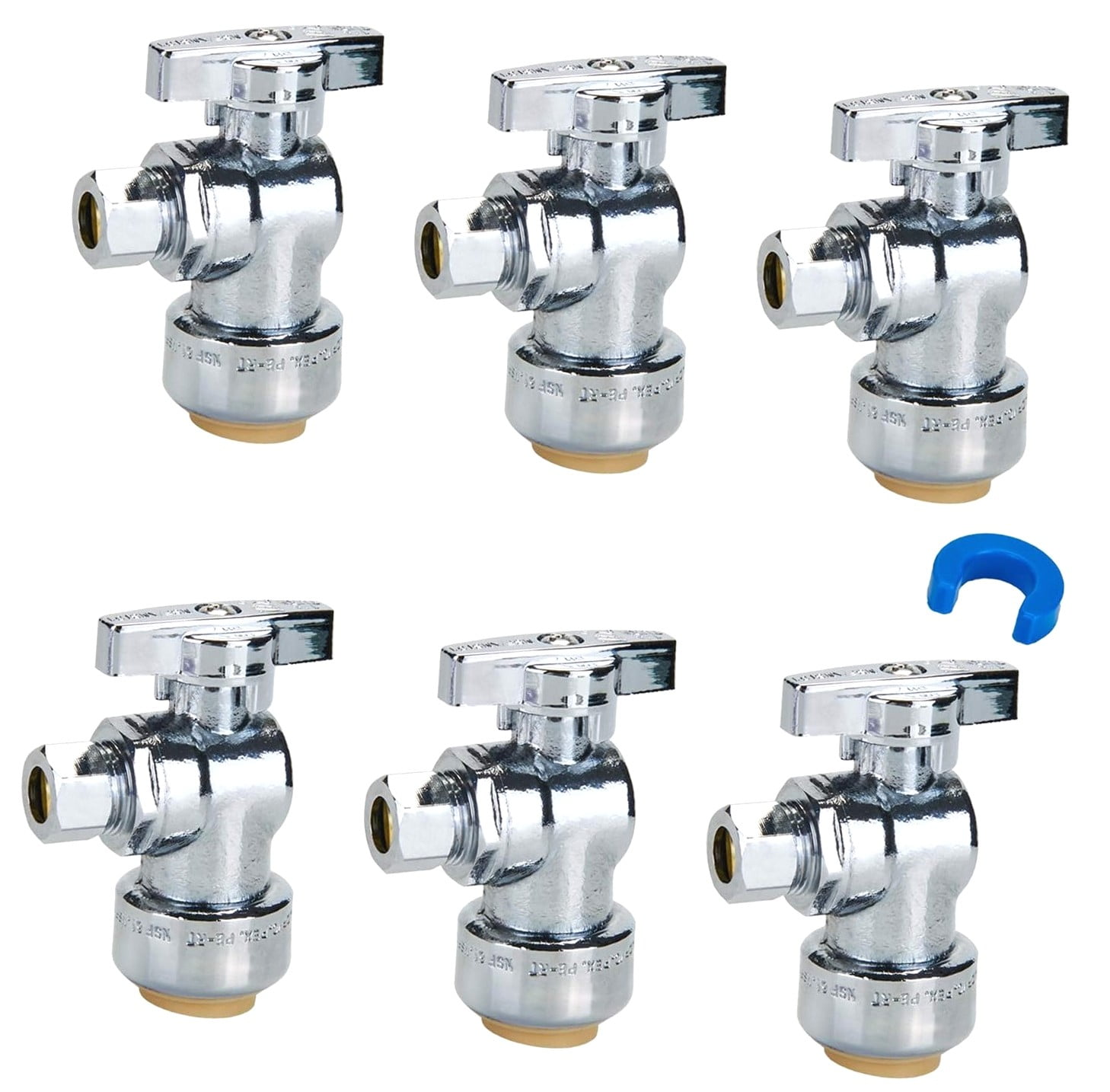 Hyjoy 6-Pack Angle Stop Valves, Angle Water Shut Off 1/2 Inch 1/4 Inch ...
