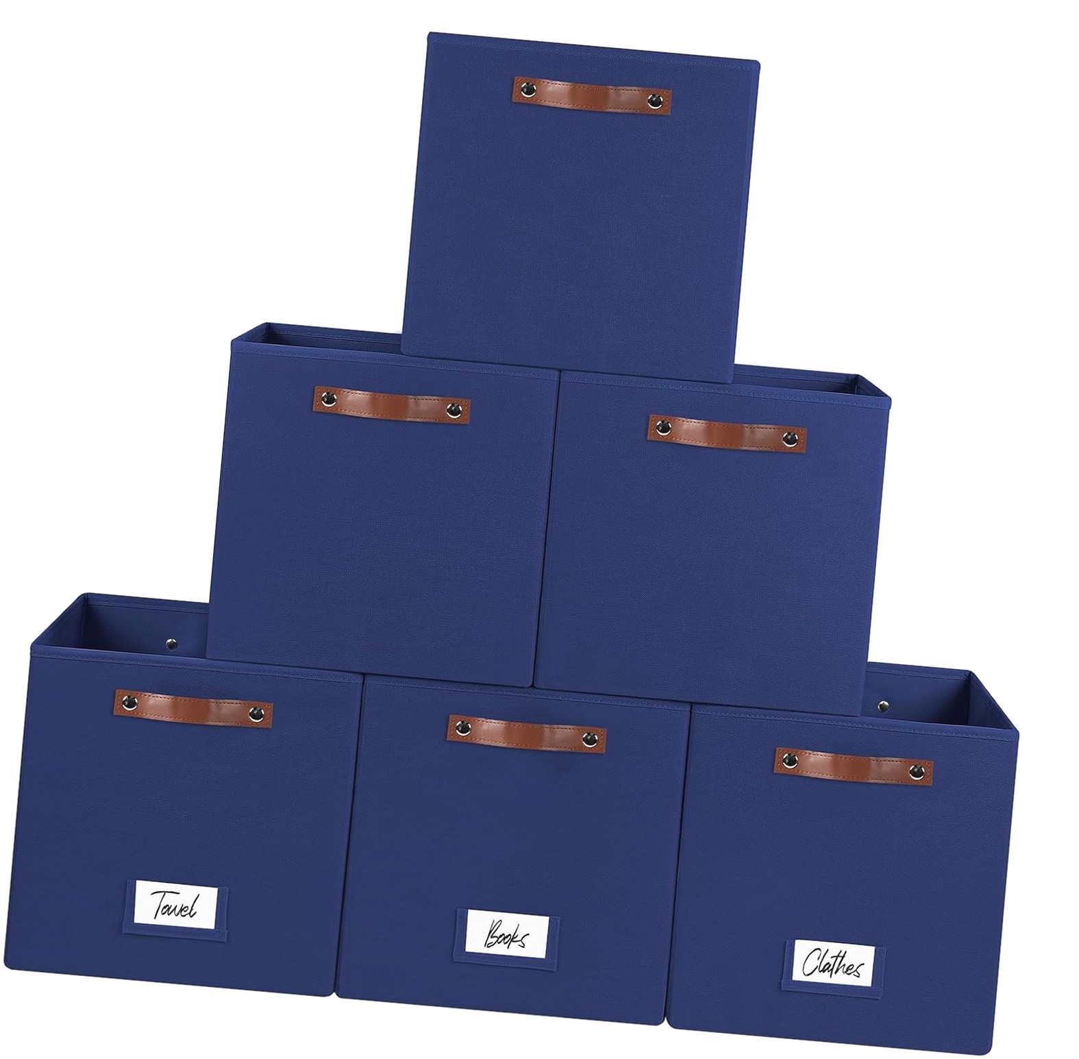 Hyjoy 6-Pack Collapsible Storage Cubes with Handles Label Holders ...