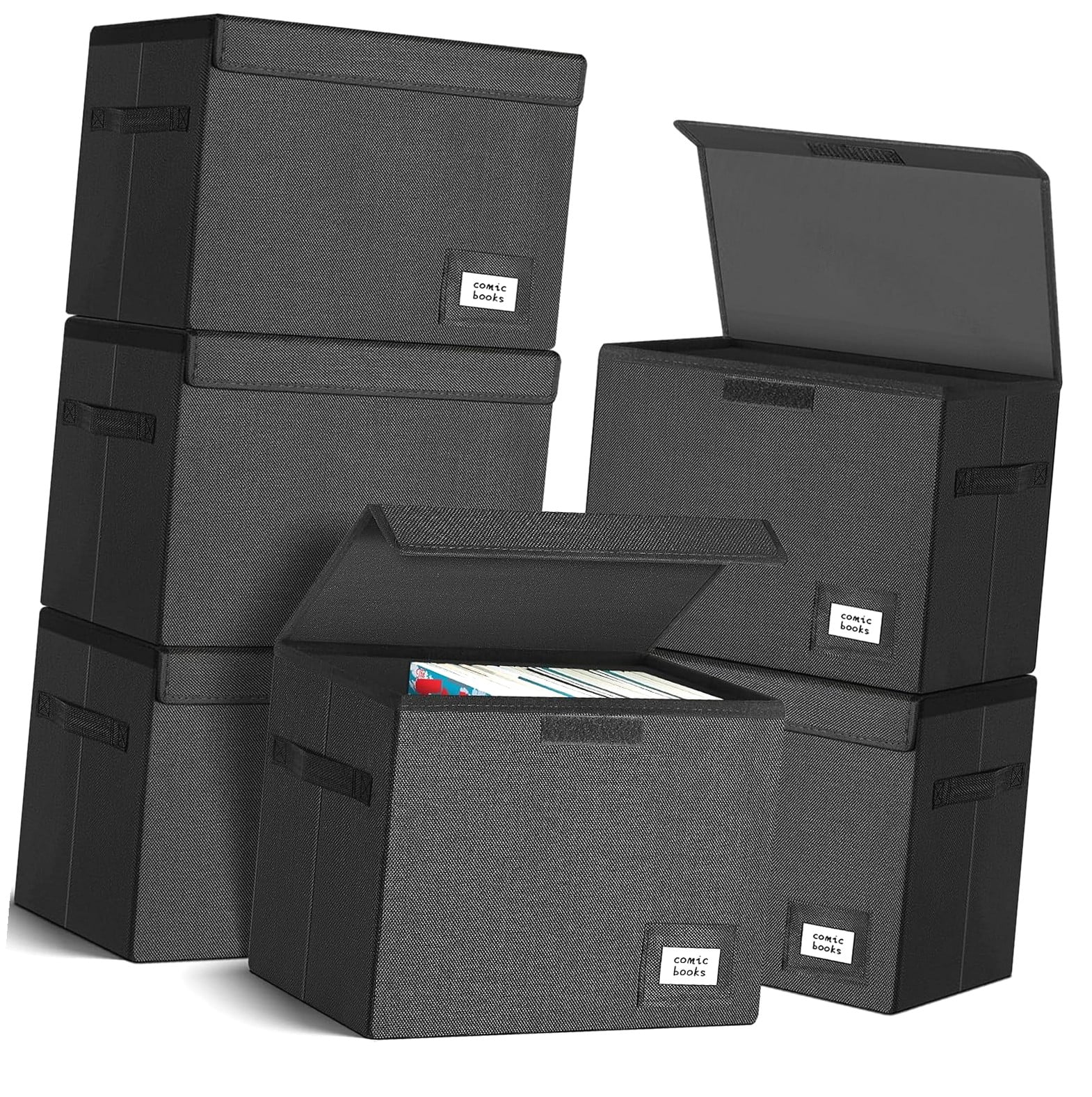 Hyjoy 6 Pack Comic Book Storage, Collapsible and Stackable Comic Short ...