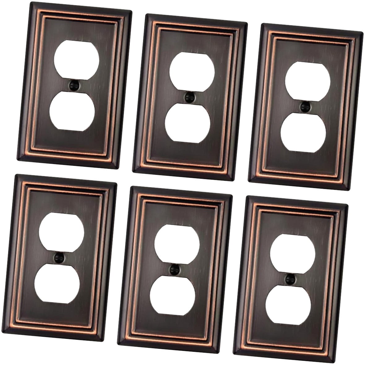 Hyjoy 6-Pack Duplex Wall Plates, Aged Bronze Outlet Covers, Metal ...