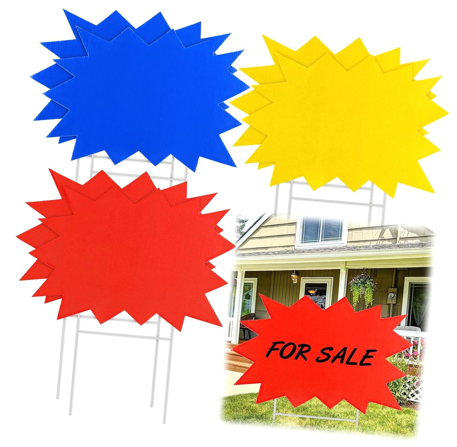 Hyjoy 6-Piece DIY Blank Yard Signs with Stakes, 17 x 12 Inches ...