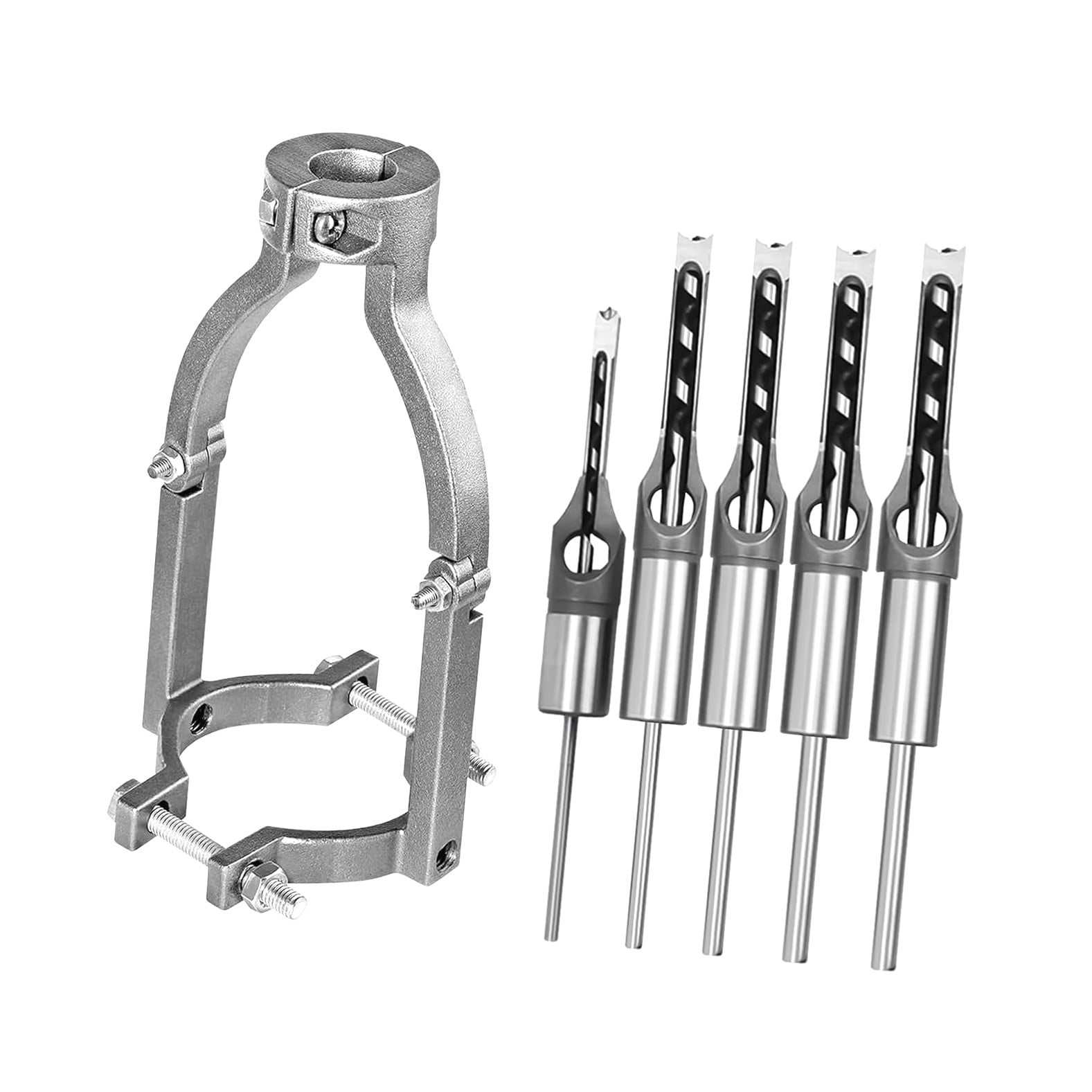 Hyjoy 6-Piece Square Hole Drill Bit Set (5 Drill Bits + Adapter, 6.4 ...