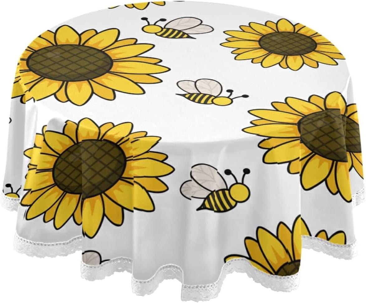 Hyjoy 60" Beautiful Sunflower Round Tablecloth,Table Cover Water ...