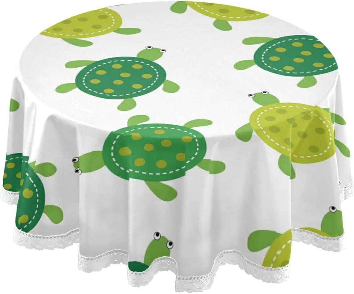 Hyjoy 60" Cute Turtle Round Tablecloth,Table Cover Water Resistant ...