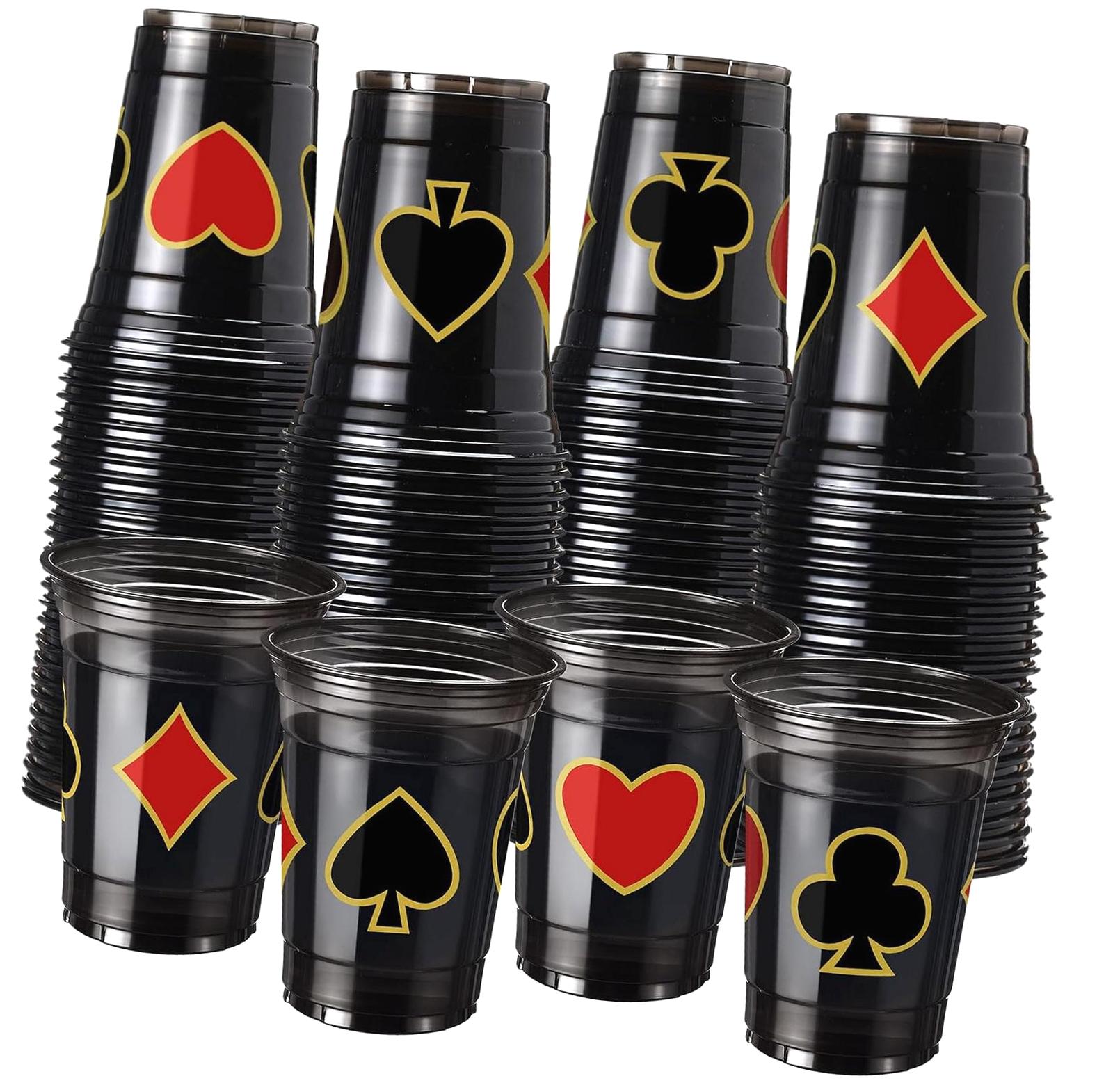 Hyjoy 60 Piece Co Party Cups Set, 16 oz Poker Themed Plastic Cups for ...