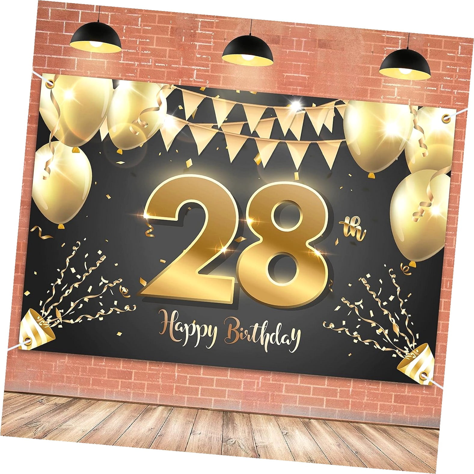 Hyjoy 6x4ft Happy 28th Birthday Banner Backdrop Decorations for 28 ...
