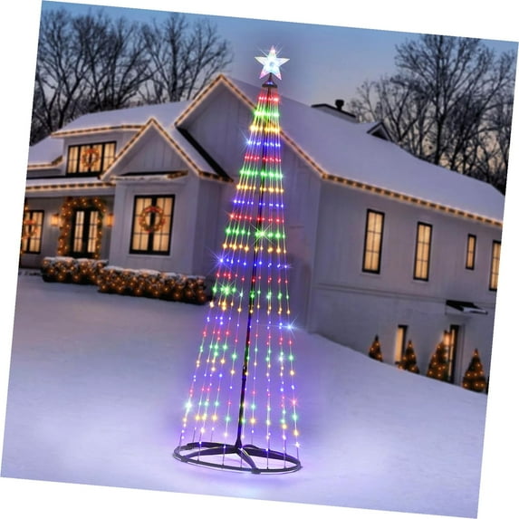 Hyjoy 7 ft Lighted Christmas Tree, 310 LEDs Pre-lit Christmas Cone Tree ...