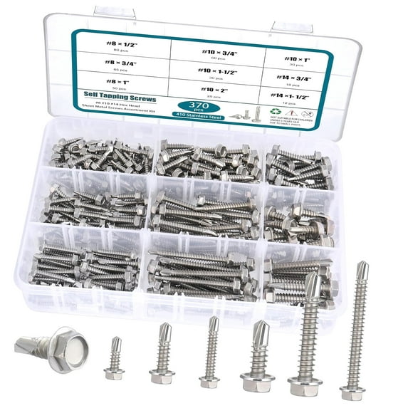 Hyjoy #8 #10 #14 Self Screws Kit, Self Tapping Sheet Metal Screws ...