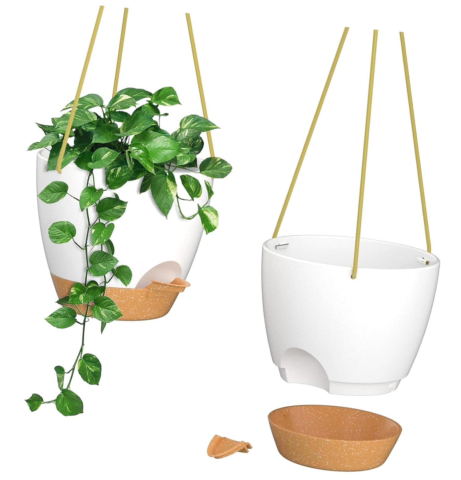 Hyjoy 8 Inch Hanging Planters for Indoor Plants, 2 Pack Self Watering ...