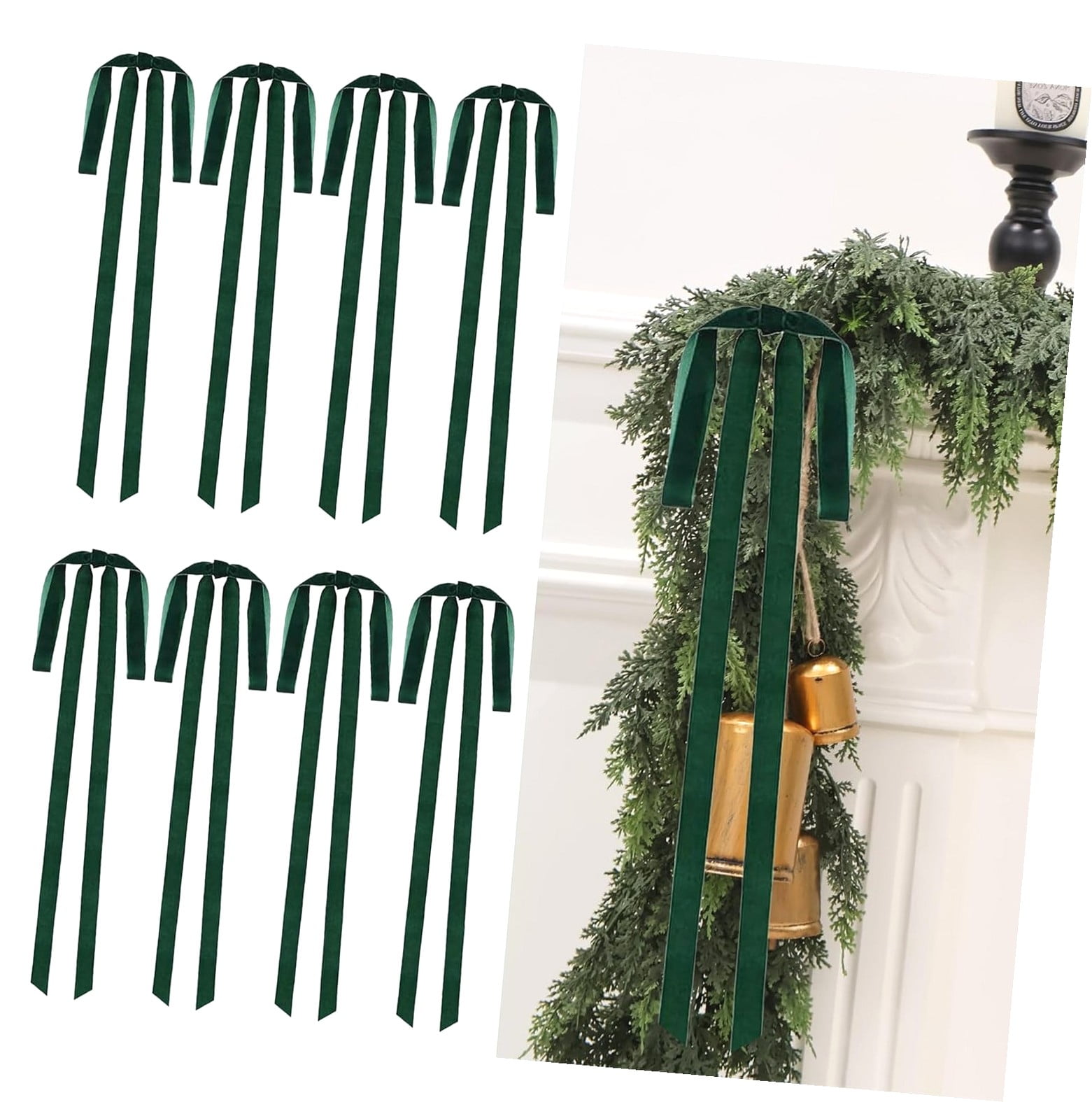Hyjoy 8-Piece Large Velvet Bows for Christmas Tree, Bows for Staircase ...