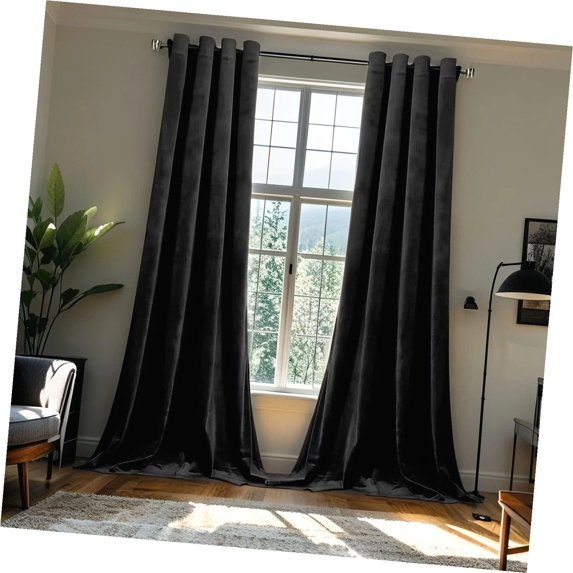 Hyjoy 84 in Long Velvet Curtains with Grommet, Privacy Noise Reducing ...