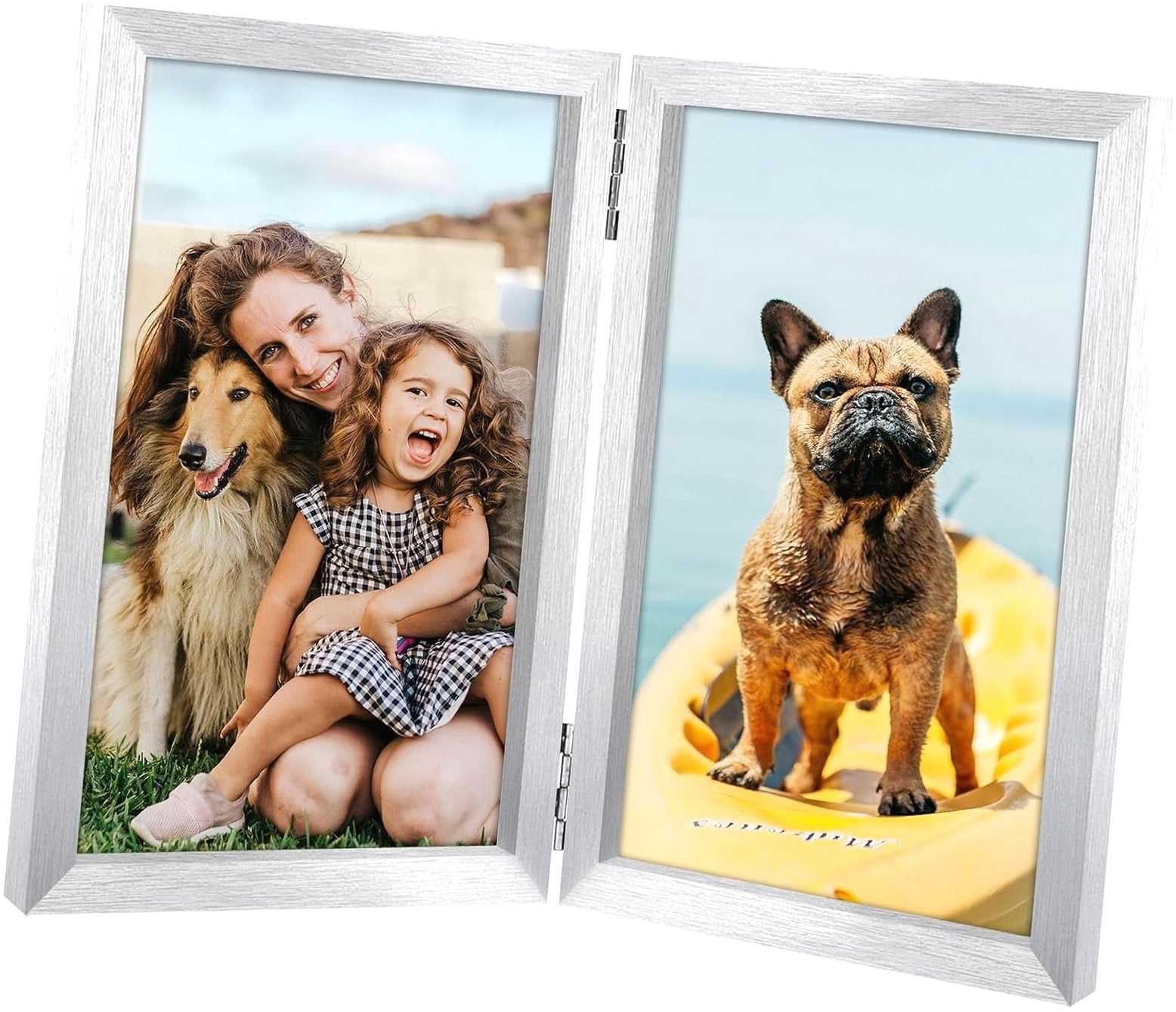 Hyjoy 8x10 Double Picture Frame Vertical Wooden Hinged 2 Opening ...