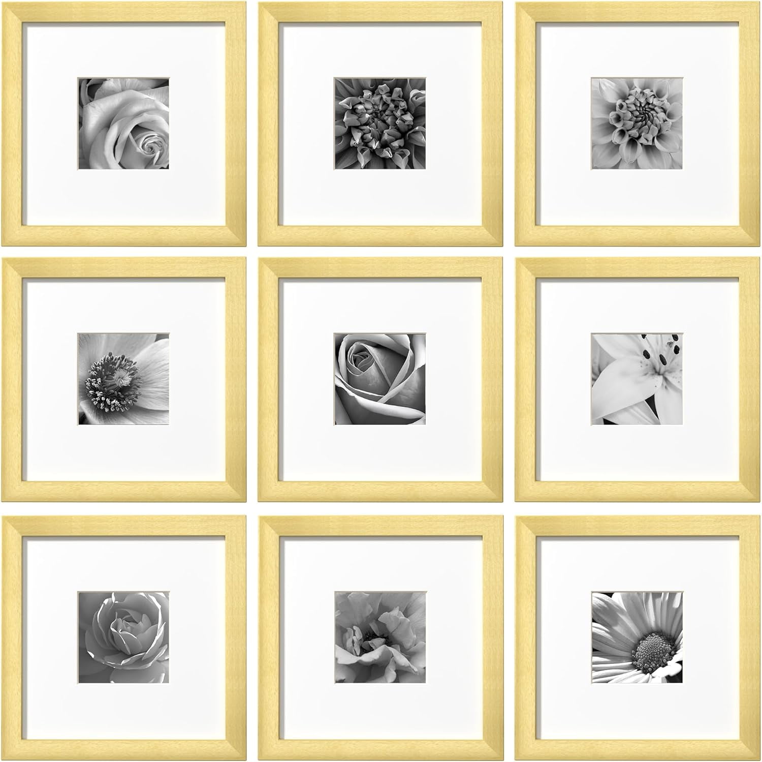 Hyjoy 8x8 Picture Set of 9 with Mat for 4x4 Photos or without Mat for ...
