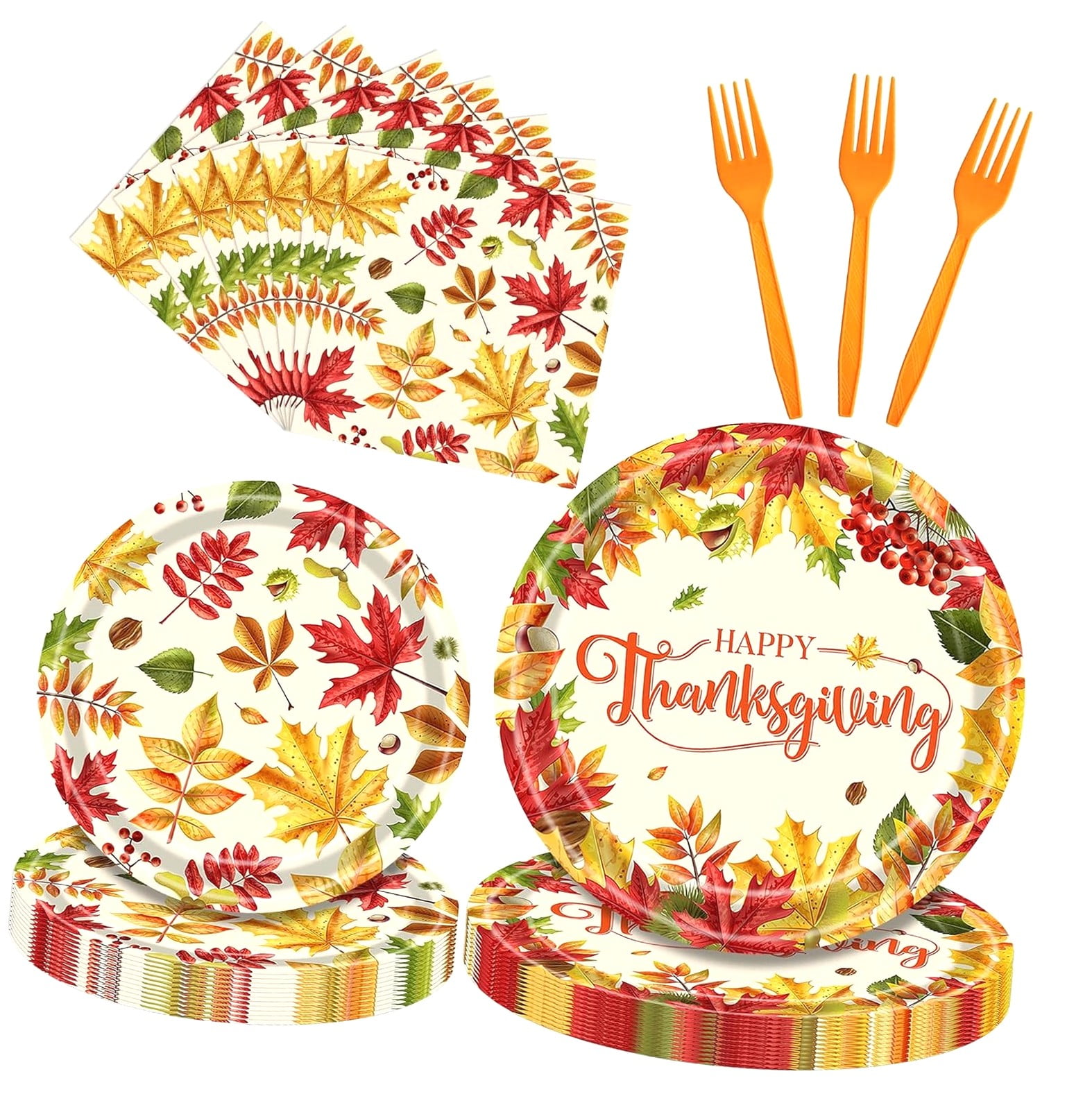 Hyjoy 96 Pieces Fall Leaves Thanksgiving Tableware Set – Autumn-Themed ...